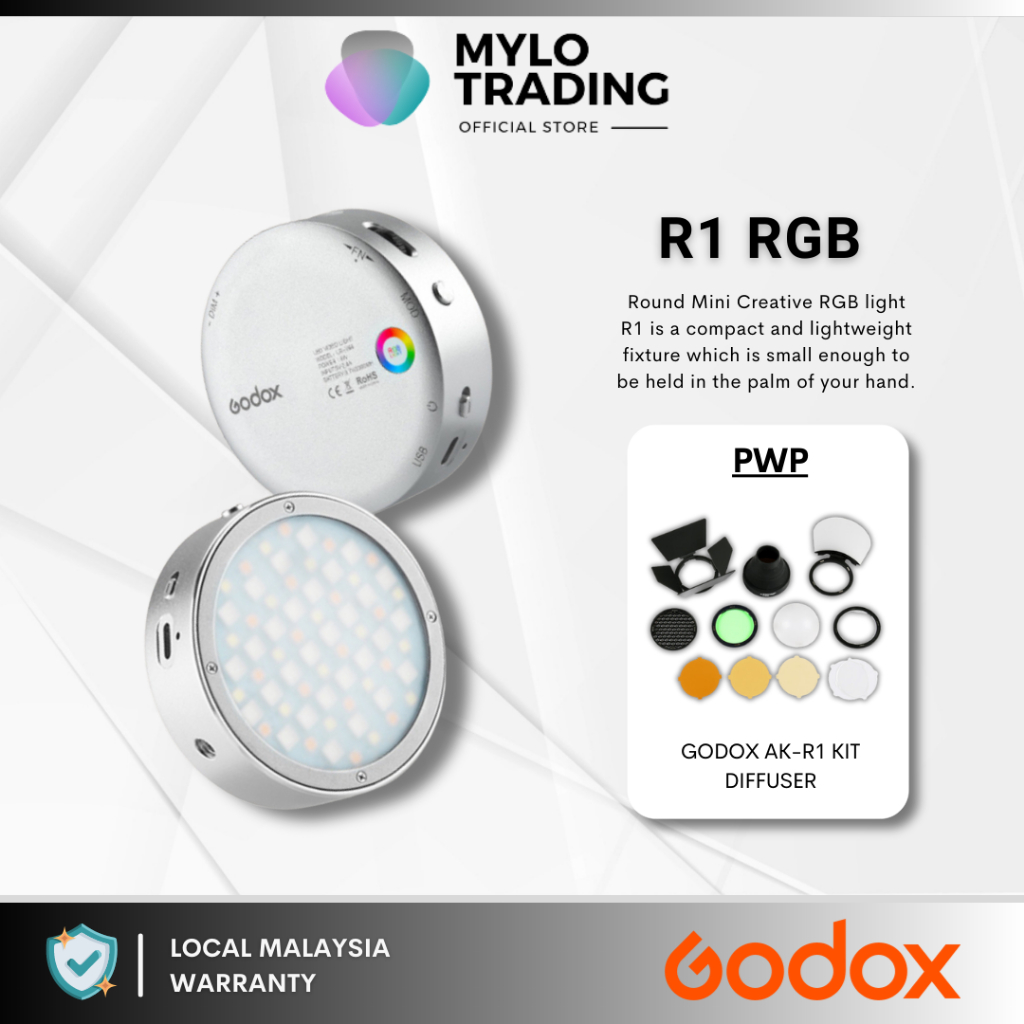 (READY STOCK) - Godox R1 Round Mini RGB LED Magnetic Light | Shopee ...