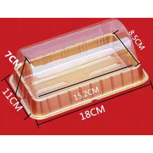 10pcs A012 Baking Plastic Packaging Blister Box Transparent with Gold Tray Bottom Swiss Roll ...