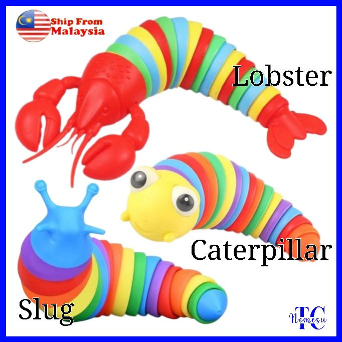 Colorful Rainbow Slug Caterpillar Lobster Fidget Toys (Mix Color ...