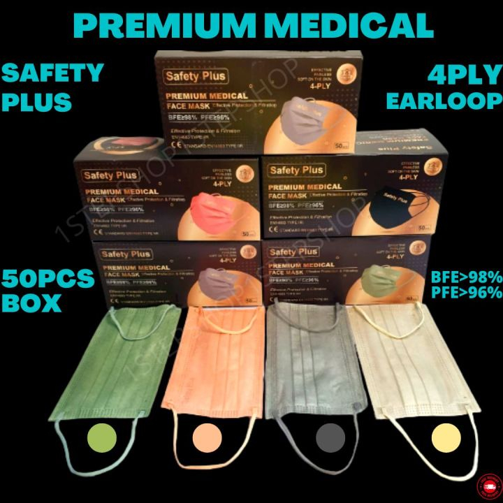Safety Plus 4Ply mask 50Pcs box,Earloop Mask BF98%,PFE96% Avaiable in ...