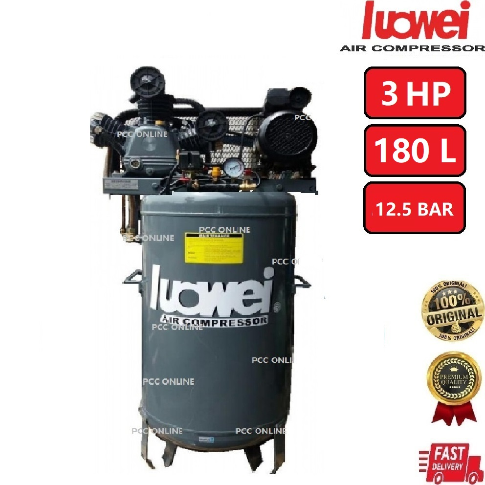 Luowei W-0.30 Air Compressor High Pressure 3HP 180L 12.5Bar (Single Phase|Three Phase) | Shopee ...