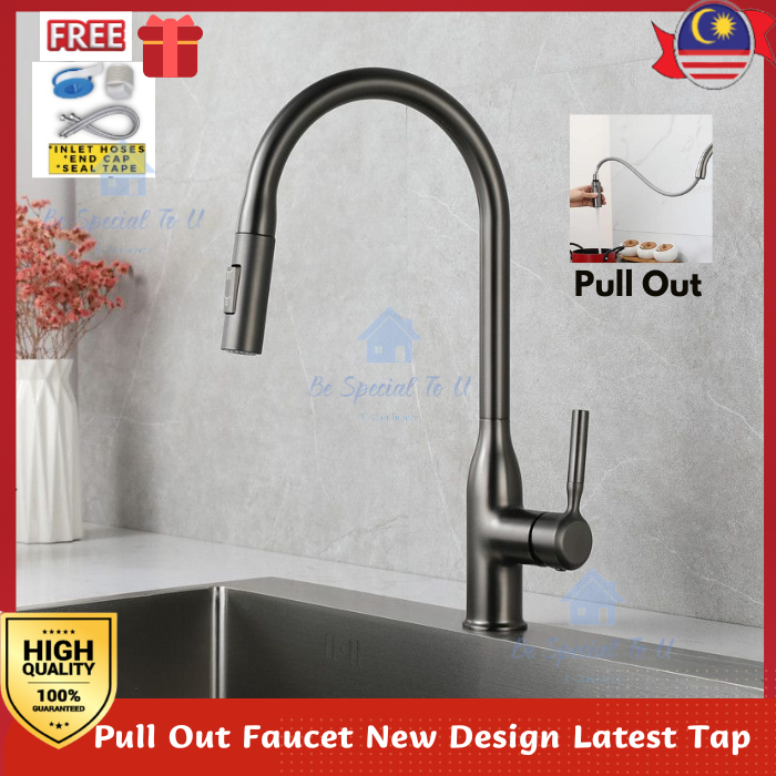 SUS304 Stainless Steel Pull Out Mixer Pillar Kitchen Sink Tap Water Tap ...