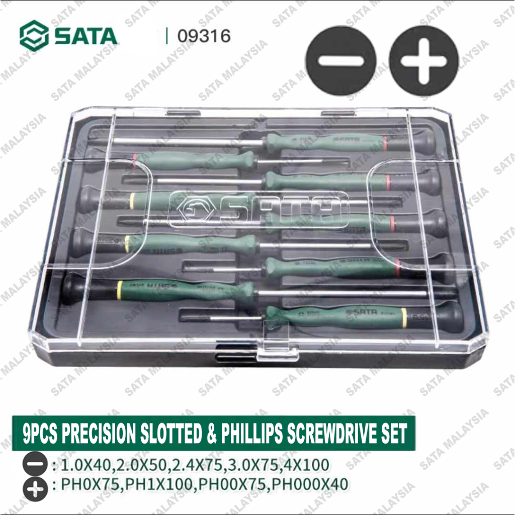 SATA Precision Screwdriver Set Slotted Phillips Hex Torx Screwdriver ...