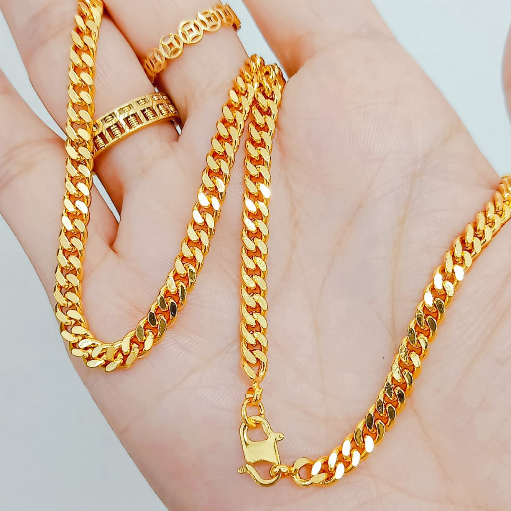 NECKLACE 4MM Rantai Leher Emas Bangkok GOLD PLATED | Shopee Malaysia