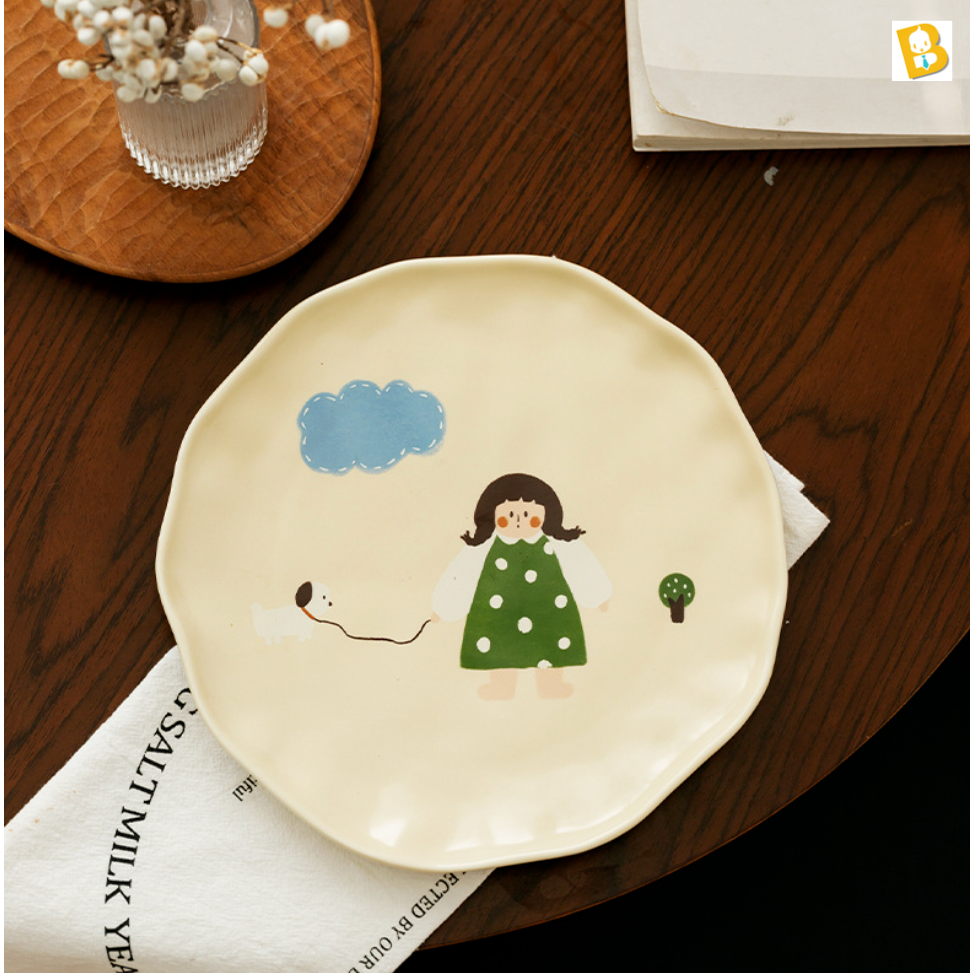 BabyBoss Ceramic Plate Bowl Cute Little Girl Spoon Fork Cutlery Pinggan ...