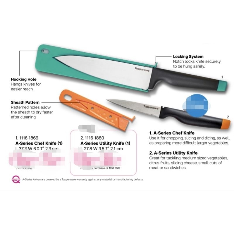 Tupperware A Series Knife dan Utility Knife | Shopee Malaysia