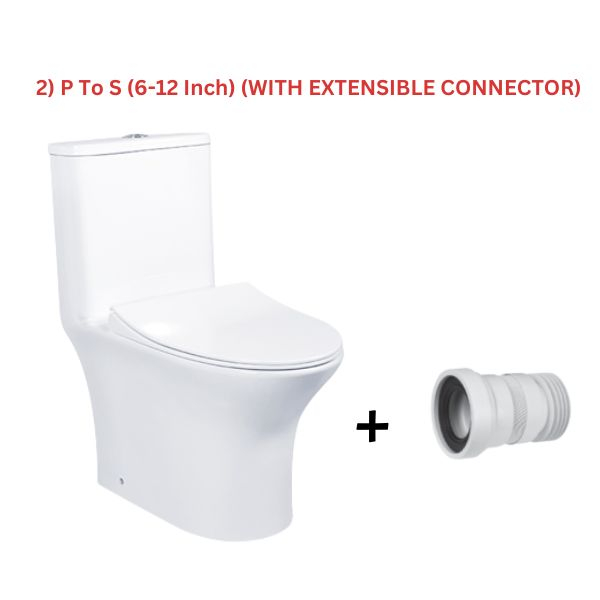 One Piece P-Trap 180mm White Ceramic Water Closet WC Rimless Toilet With PP Soft Close Seat ...