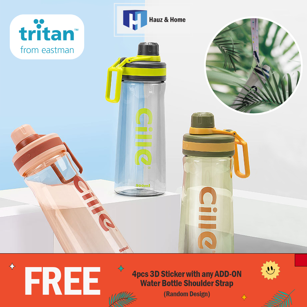 CILLE 800ml Tritan BPA-Free Leakproof Sport Plastic Water Bottle With ...