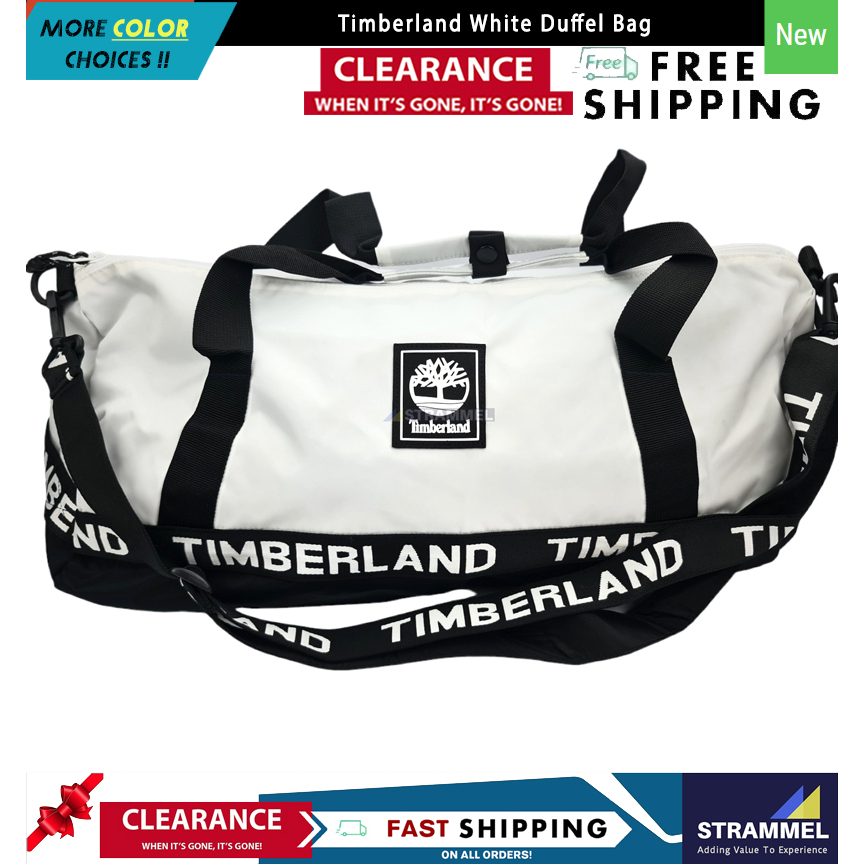 [100% ɑuthentic] Timberland White Duffel Bag 35 Litre Weekender Travel ...