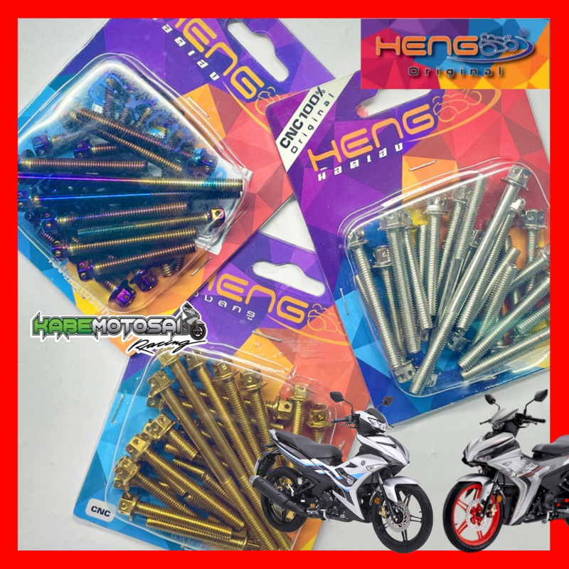 🏁 SET SKRU KULIT ENJIN YAMAHA Y15 Y16 🏁 ORIGINAL HENG THAILAND SCREW ENGINE COVER CRANKCASE ...