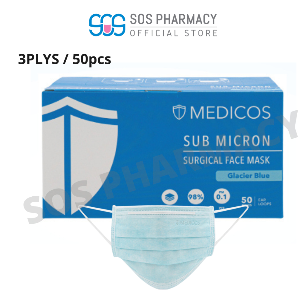 Medicos 3ply Sub Micron Surgical Face Mask - Glacier Blue | Shopee Malaysia