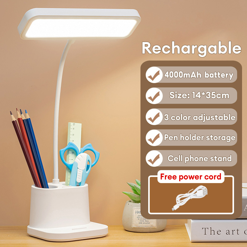 Study Table Lamp Eye-Caring LED Desk Lamp 3 Color Adjustable LED ...
