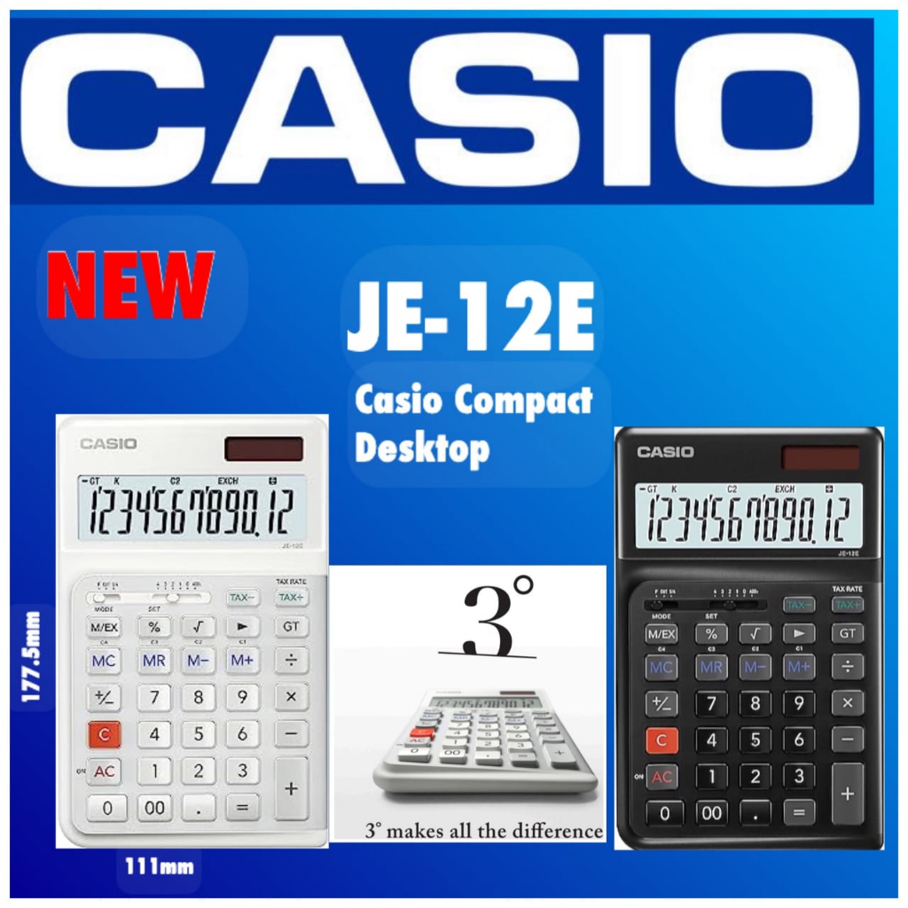 Casio JE-12E Ergonomic Step Keys 12 digit Compact Desk Type. | Shopee ...