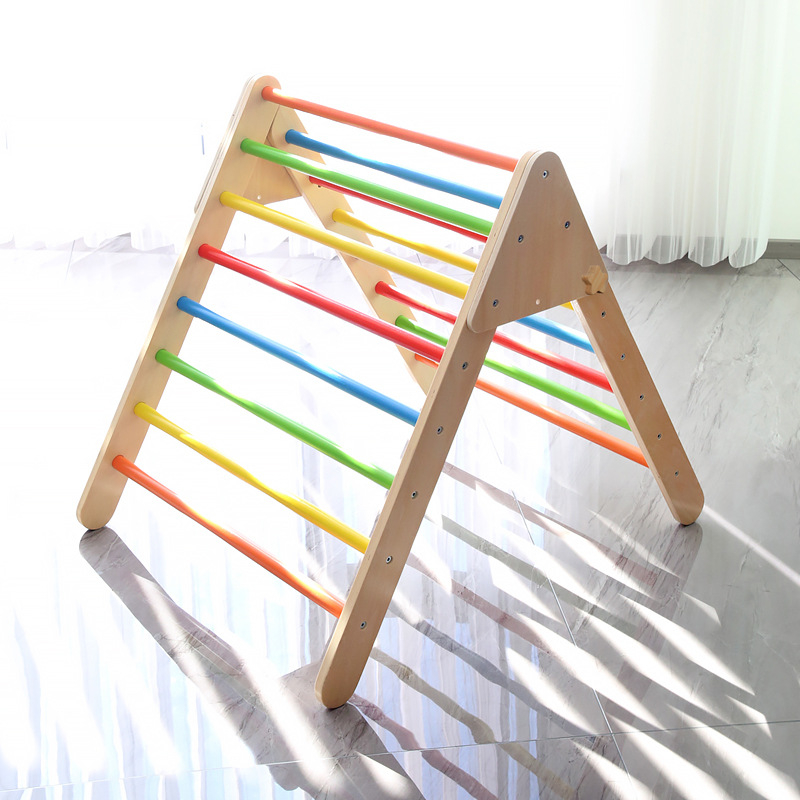 Wood Kids' Triangle Climbing Frame Slide Baby Indoor Climbing Rack ...