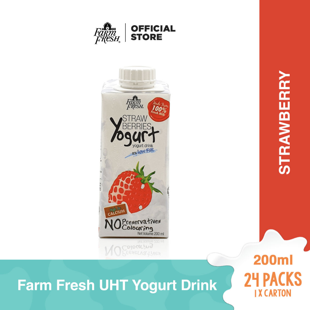 Farm Fresh UHT Yogurt Drink Strawberry 200ml x 24 Packs | Shopee Malaysia