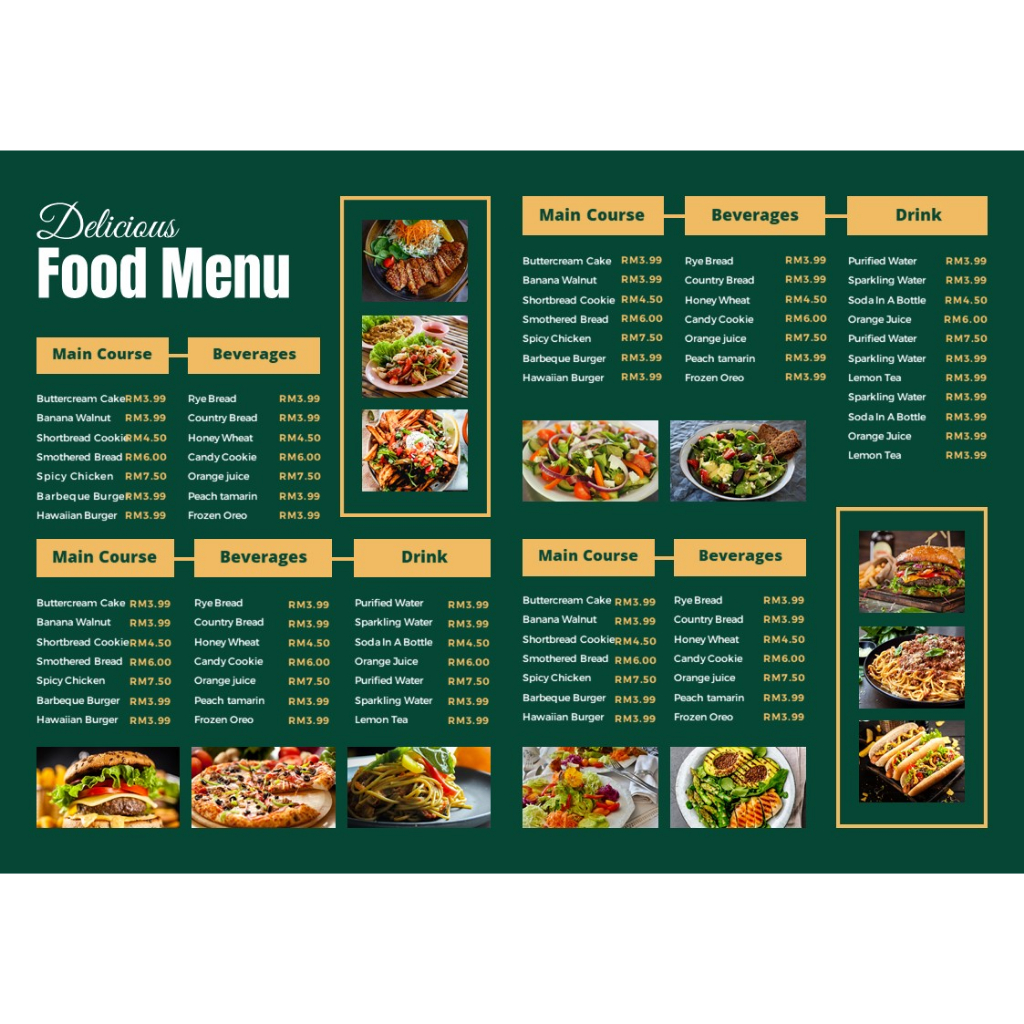 MENU PRICE LIST TEMPLATE [EDITABLE] Green And Yellow Modern Delicious ...