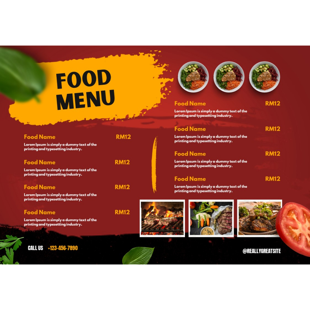 MENU PRICE LIST TEMPLATE [EDITABLE] Red Minimalst Food Menu | Shopee ...