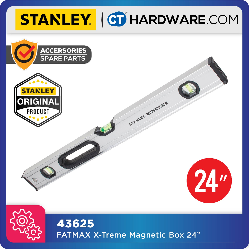 STANLEY 43625 FATMAX EXTREME 24" MAGNETIC BOX BEAM LEVEL 3 VIALS [ 43 ...
