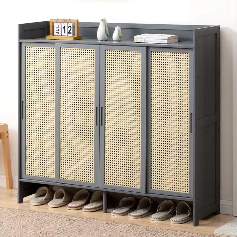 Multilayer Shoe Cabinet / Sliding Door Shoe Rack Household Storage ...