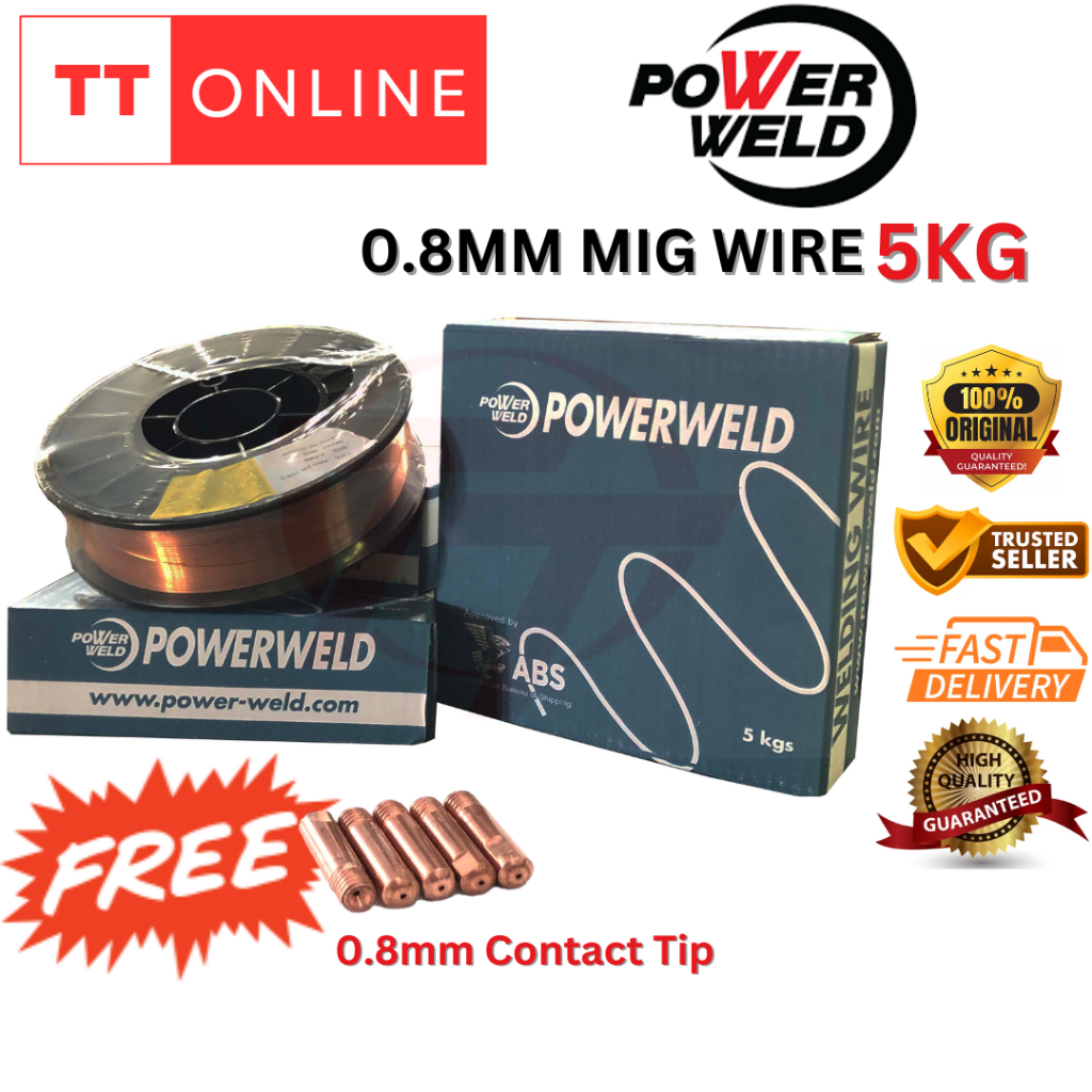 POWERWELD CO2 Mig Welding Wire 0.8MM 5KG (Free Contact Tip) Kawat Las Mig CO2 (Percuma Contact ...