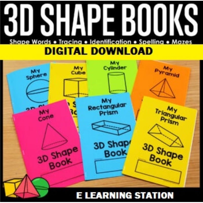 E74 (PDF) 3D Shape books I Kids learning shapes printable I ...