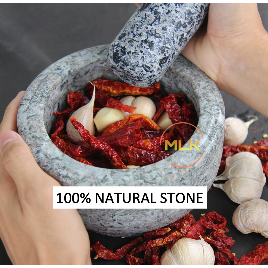 MLK 100% Natural Stone Mortar & Pestle Quality Lesung Batu Berkualiti ...