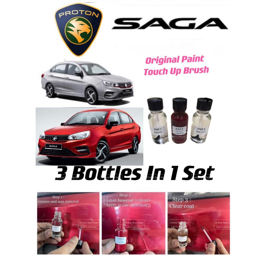 Proton Saga Paint Repair Kit Original Colour Touch Up Paint Combo Set ...