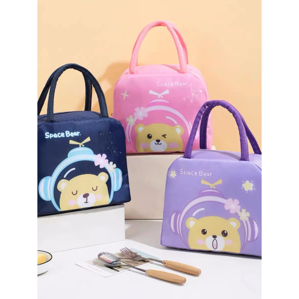 🇲🇾🐸Portable Cartoon Cute Insulated Lunch Bento Bag Reusable Thermal ...