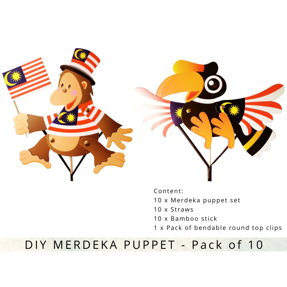 MERDEKA DIY Art and Craft Kit Merdeka Puppet Pack of 10 Decoration Pack ...