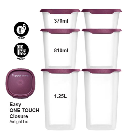 Tupperware One Touch Fresh oval Set (6pcs) with Gift Box / One Touch Fresh Small Square Set ...