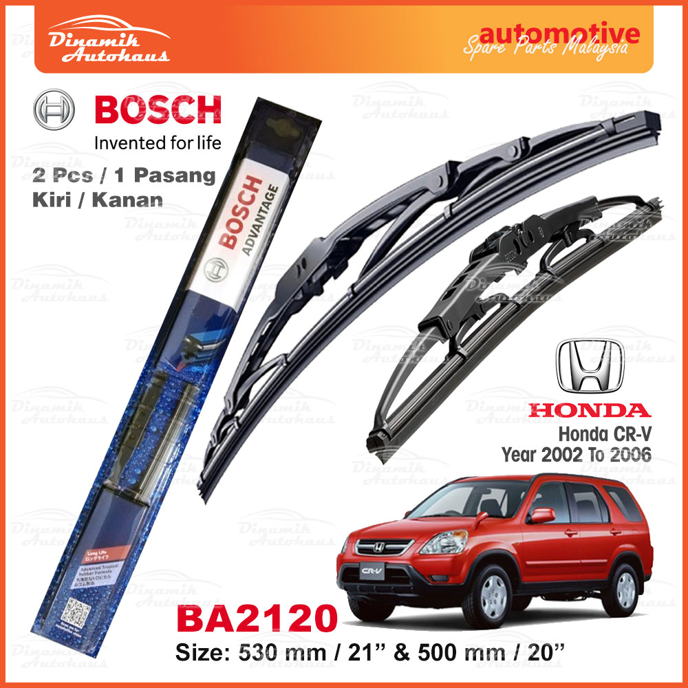 Honda CRV Car Year 2002 To 2006 Windscreen Wiper Size 21 20 1 Pair Bosch Advantage Wiper BA2120 Shopee Malaysia