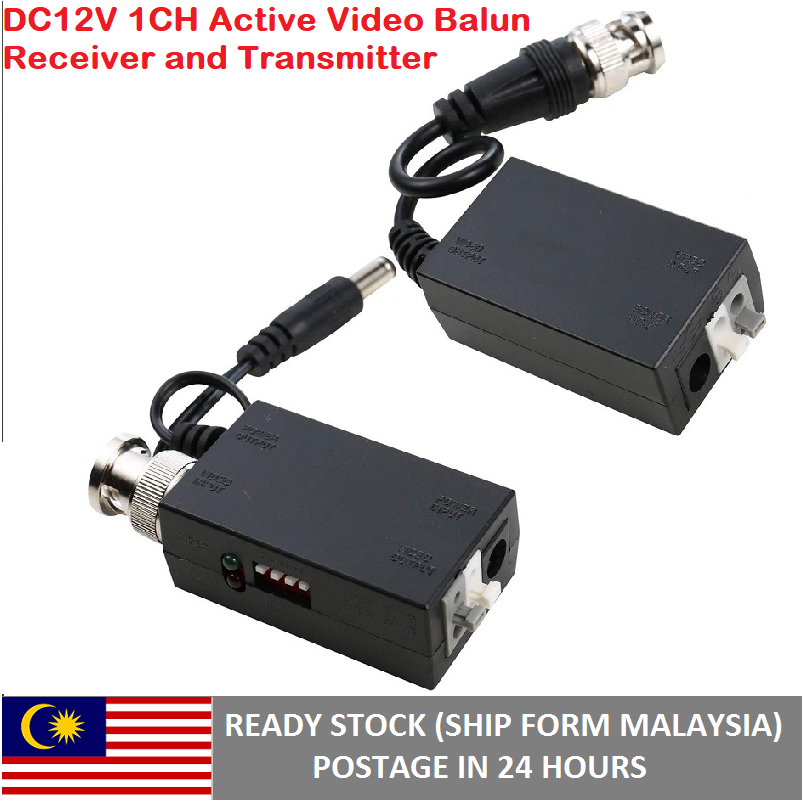 DC12V 1CH Active UTP Video Receiver and Transmitter Balun BNC Video ...