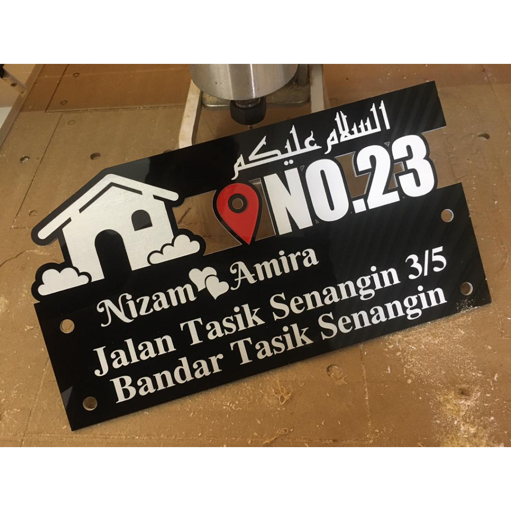 Signage Rumah Plate Alamat Rumah Modern House Number Plate RM40 ...