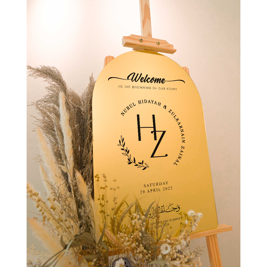 (GOLD EDITION) Welcome Board Custom, Arch Mirror Wedding Signage ...