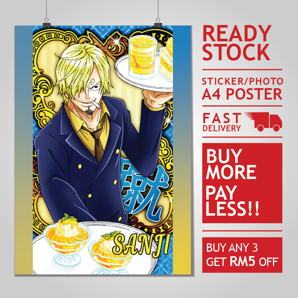 (READY STOCK) One Piece A4 Photo Poster/Sticker | Sanji #1 | A4 Photo ...