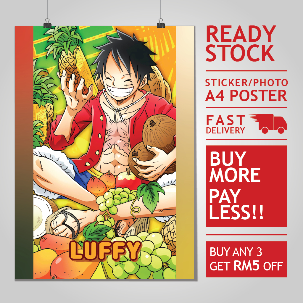 (READY STOCK) One Piece A4 Photo Poster/Sticker | Luffy #1 | A4 Photo ...