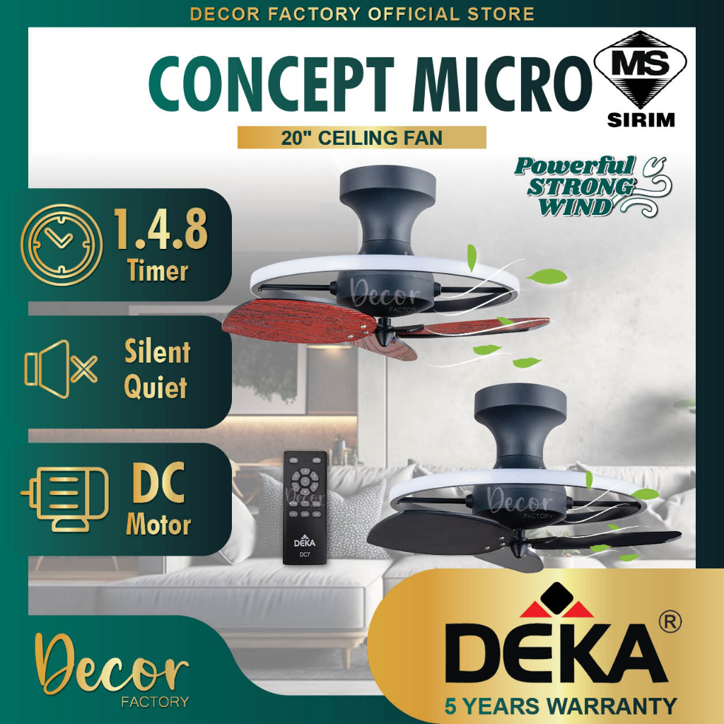 DEKA Fan DEKA CONCEPT MICRO 20" 3 Blades 14 Speed DCMotor Remote ...