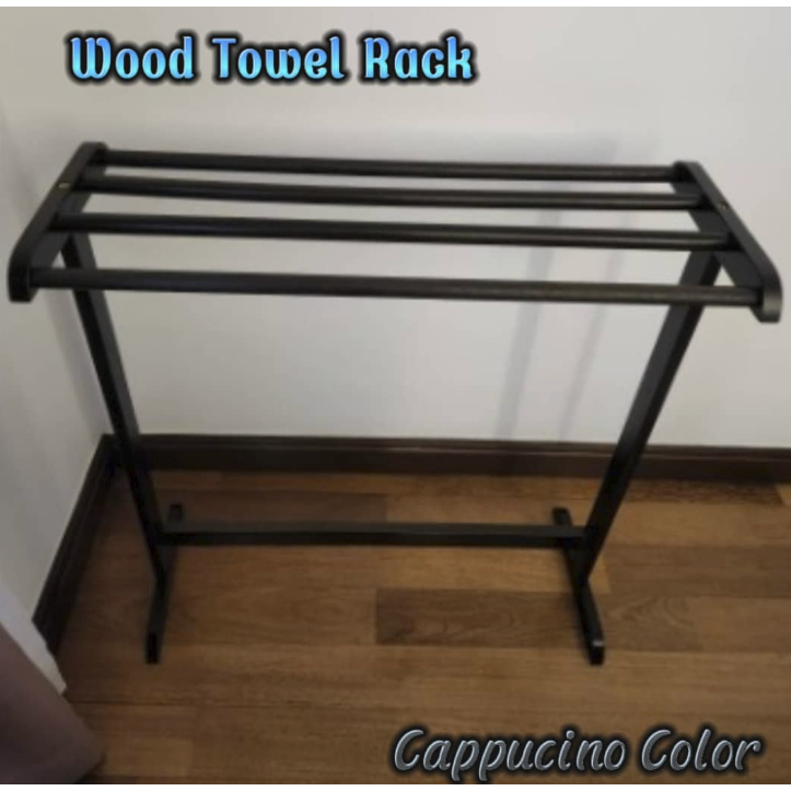READY STOCK Wooden Towel Rack Wood Simple Solid Wood Hanger Penyidai ...