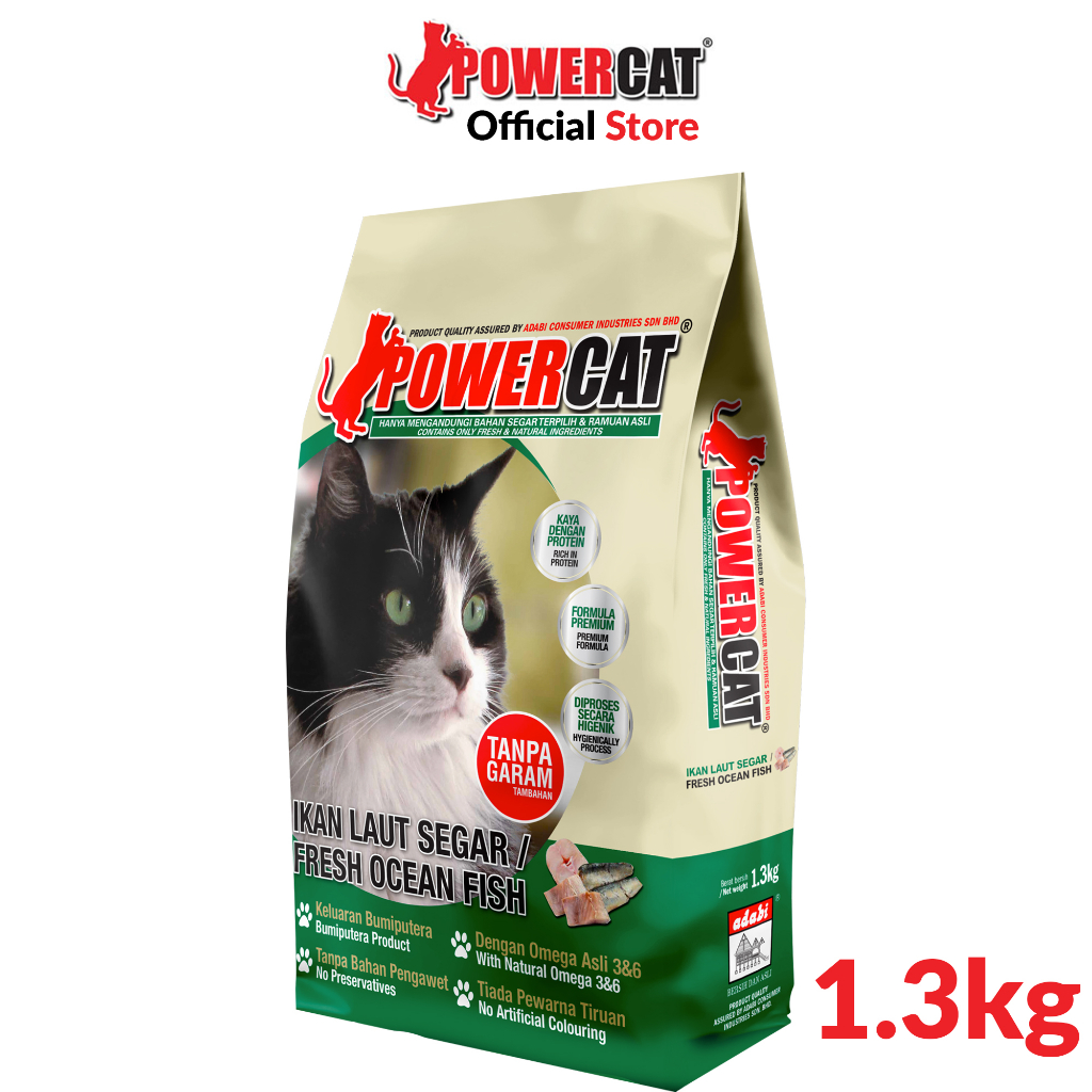 Powercat Fresh Ocean Fish Dry Cat Food 1.3kg | Shopee Malaysia
