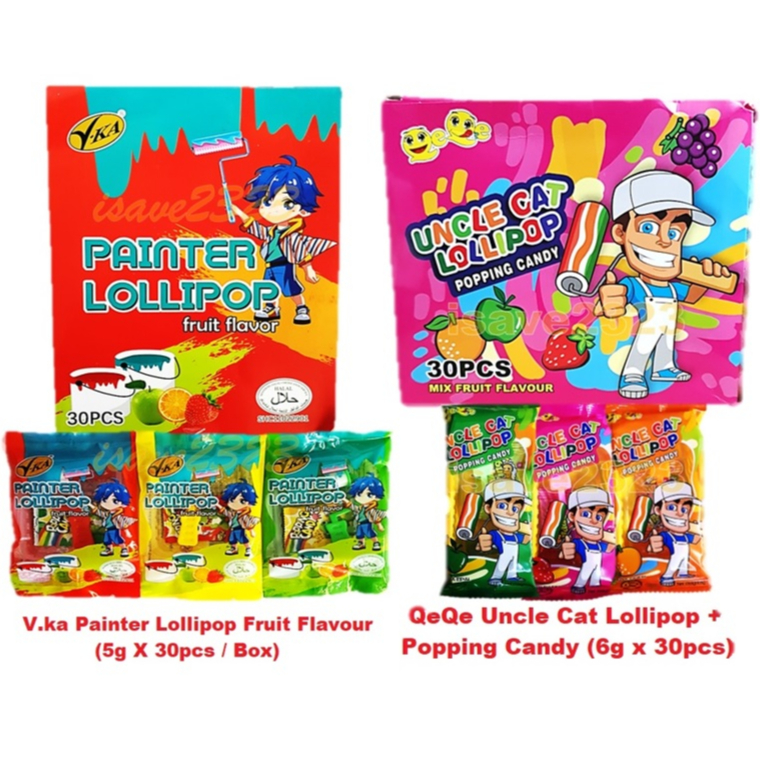 [HALAL] V.KA Painter Lollipop / QeQe Uncle Cat Lollipop + Popping Candy ...