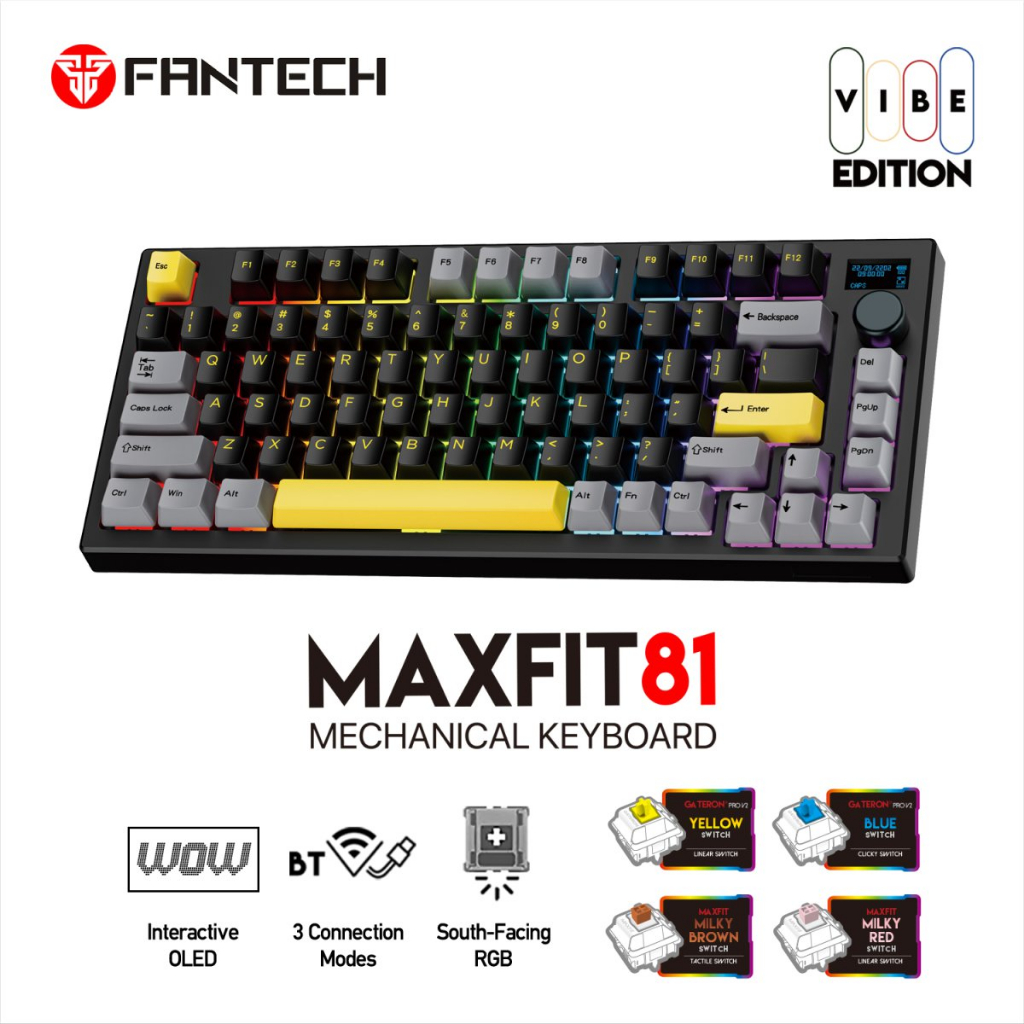 FANTECH MAXFIT81 VIBE EDITION MODULAR MECHANICAL KEYBOARD Upgraded ...