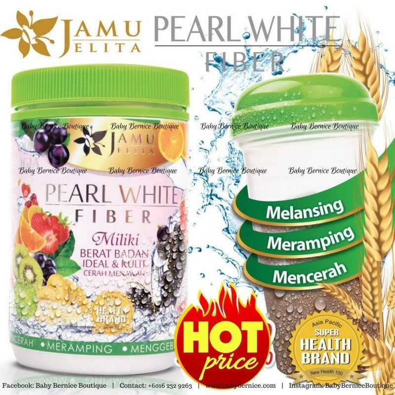 Jamu Jelita Pearl White Putih Mulus (400g) + Pearl White Fiber (400g ...
