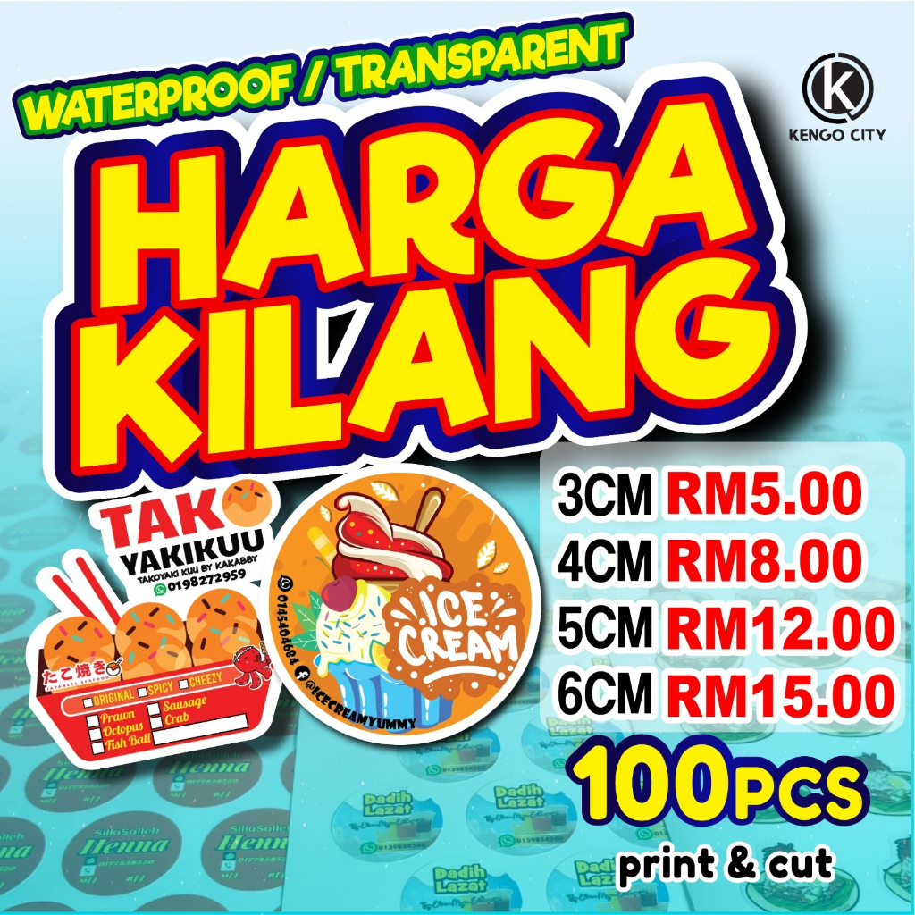 100pcs/Sticker Kalis Air/Sticker Produk Label/Sticker Murah | Shopee ...