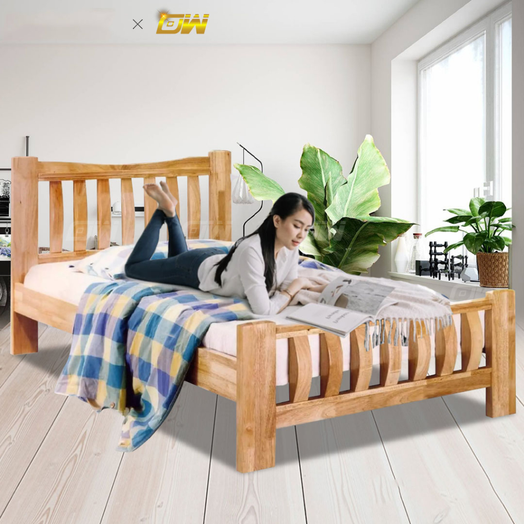 Fully Solid Wood Bed / Wooden Bed Bed / Adult Bedframe / Large Bed ...