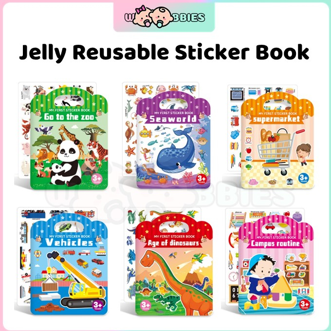👶🏻Woobbies Reusable Children Jelly Sticker Book Kids Fun Learning ...