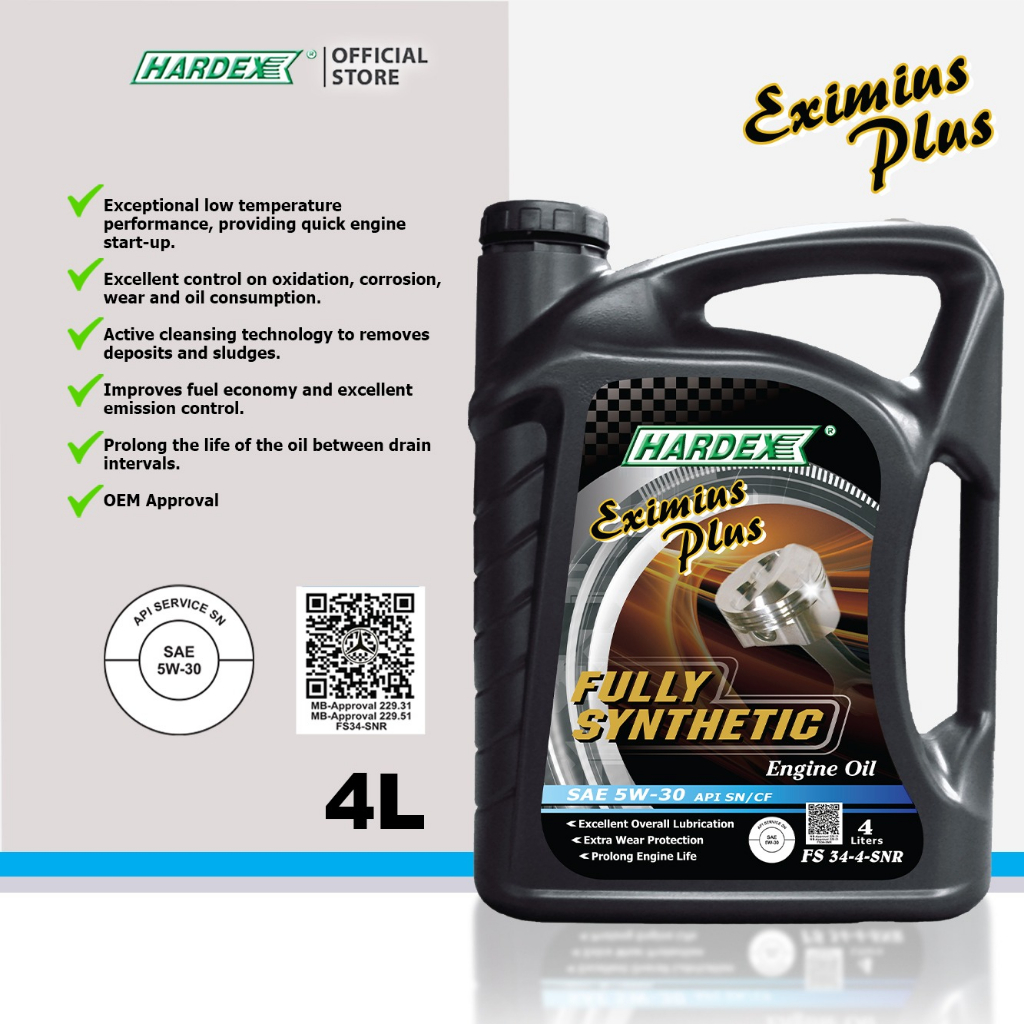 Hardex Eximius Plus Fully Synthetic Engine Oil SAE 5W-30 (1L/4L) FS-34 ...