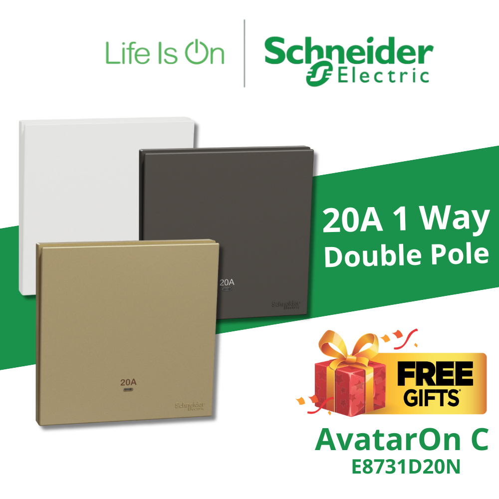 Schneider Electric AvatarOn C Series 20A 250V 1 Gang 1 Way / 1 Gang 2 ...