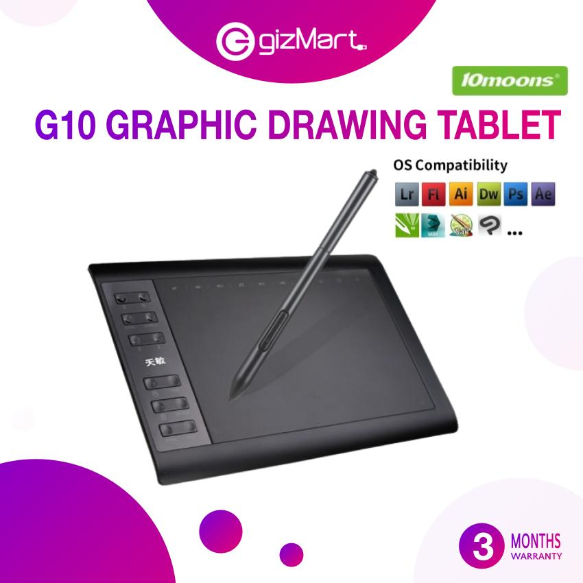 10moons G10 10 x 6" Graphic Drawing Tablet with Stylus Pen (Pen ...