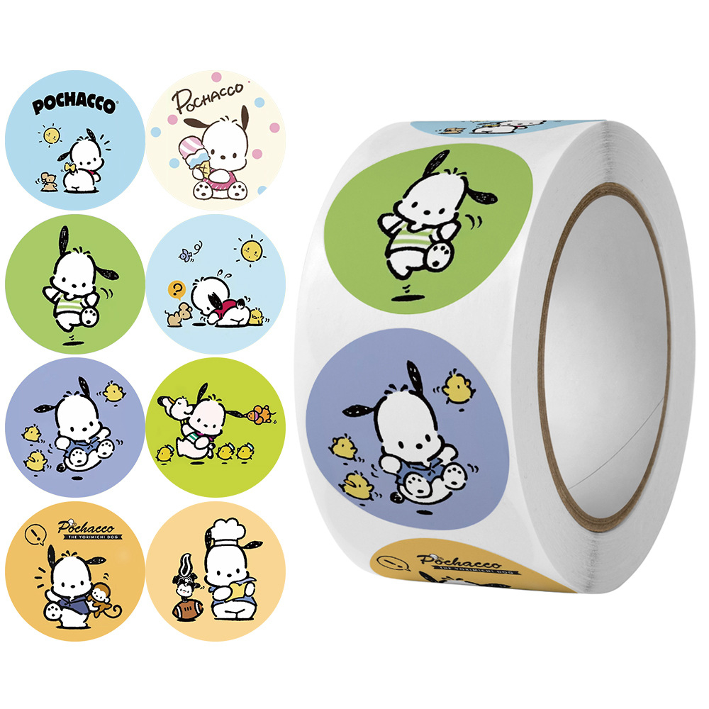 500pcs/Roll Cute Sanrio Sticker Round Thank You Stickers Emoji Sealing ...