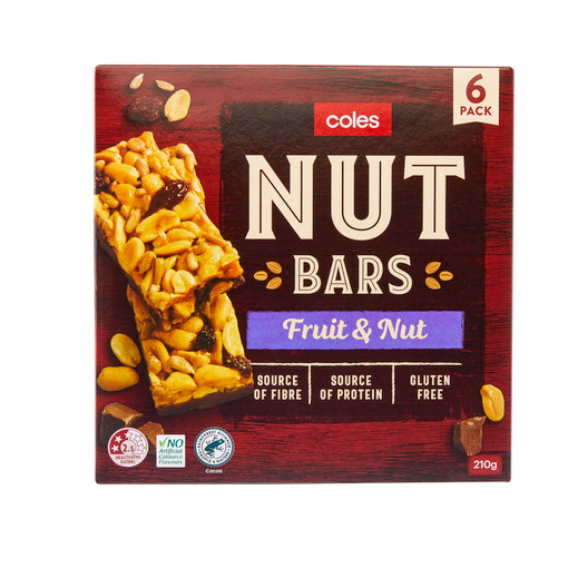(EXP: 10/2024) COLES Nut Bar - FRUIT NUT (210g) Breakfast Bars Gluten ...
